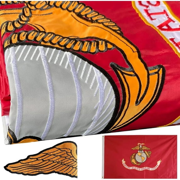 Embroidered Double Sided Marine Corps Flag 3X5Ft Outdoor- 3Ply Heavy ...