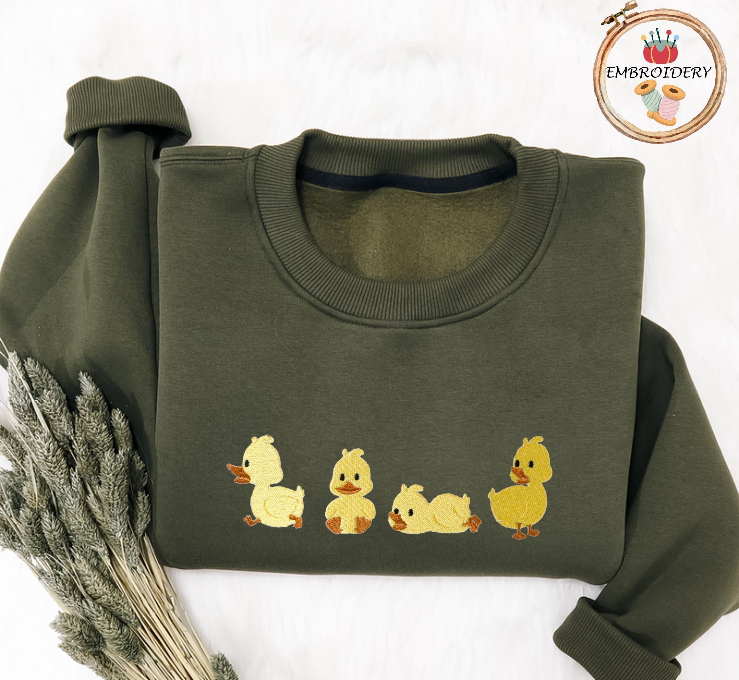 Embroidered Duck Sweater, Cute Baby Goose Sweat, Farm Animals ...