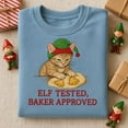 Embroidered Elf Approved Baker Cat Sweatshirt, Christmas Cookie Kitty Shirt, Holiday Baking Cat ...