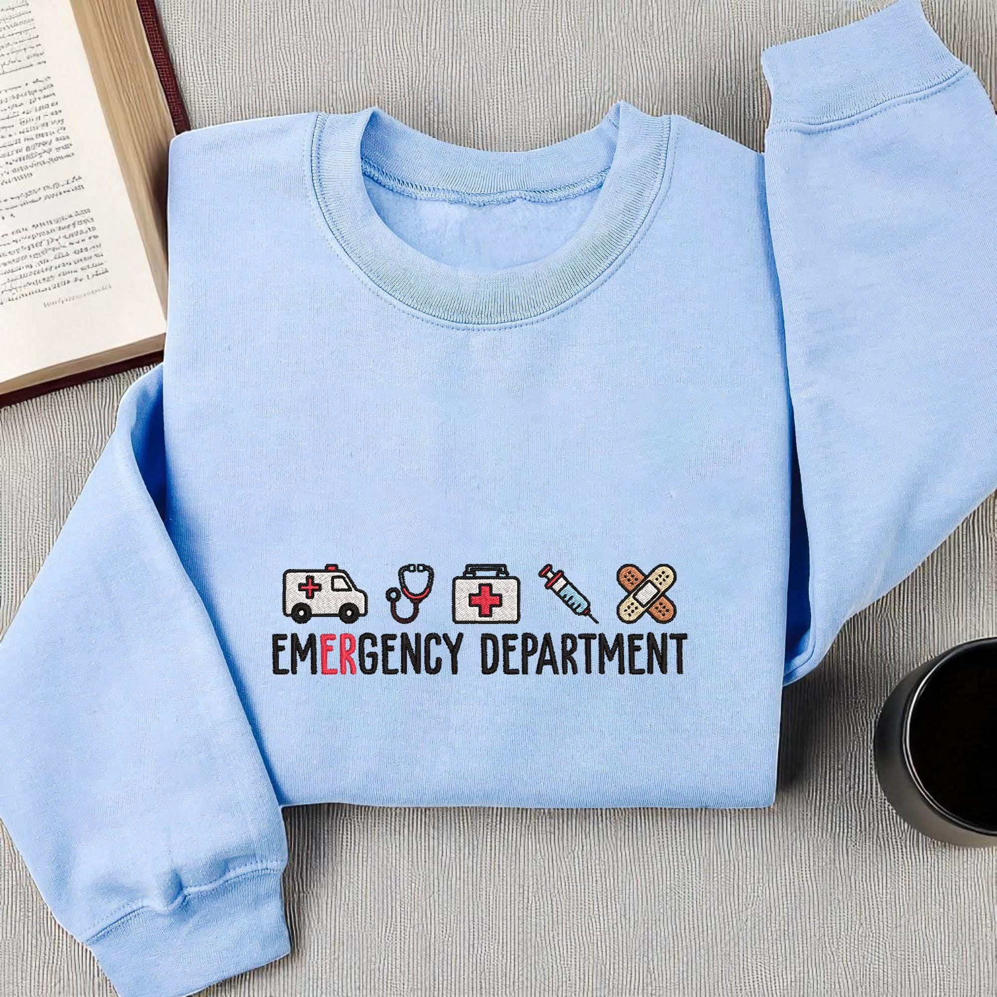 Embroidered Emergency Department Sweatshirt, ER Nurse Shirt, Emergency ...
