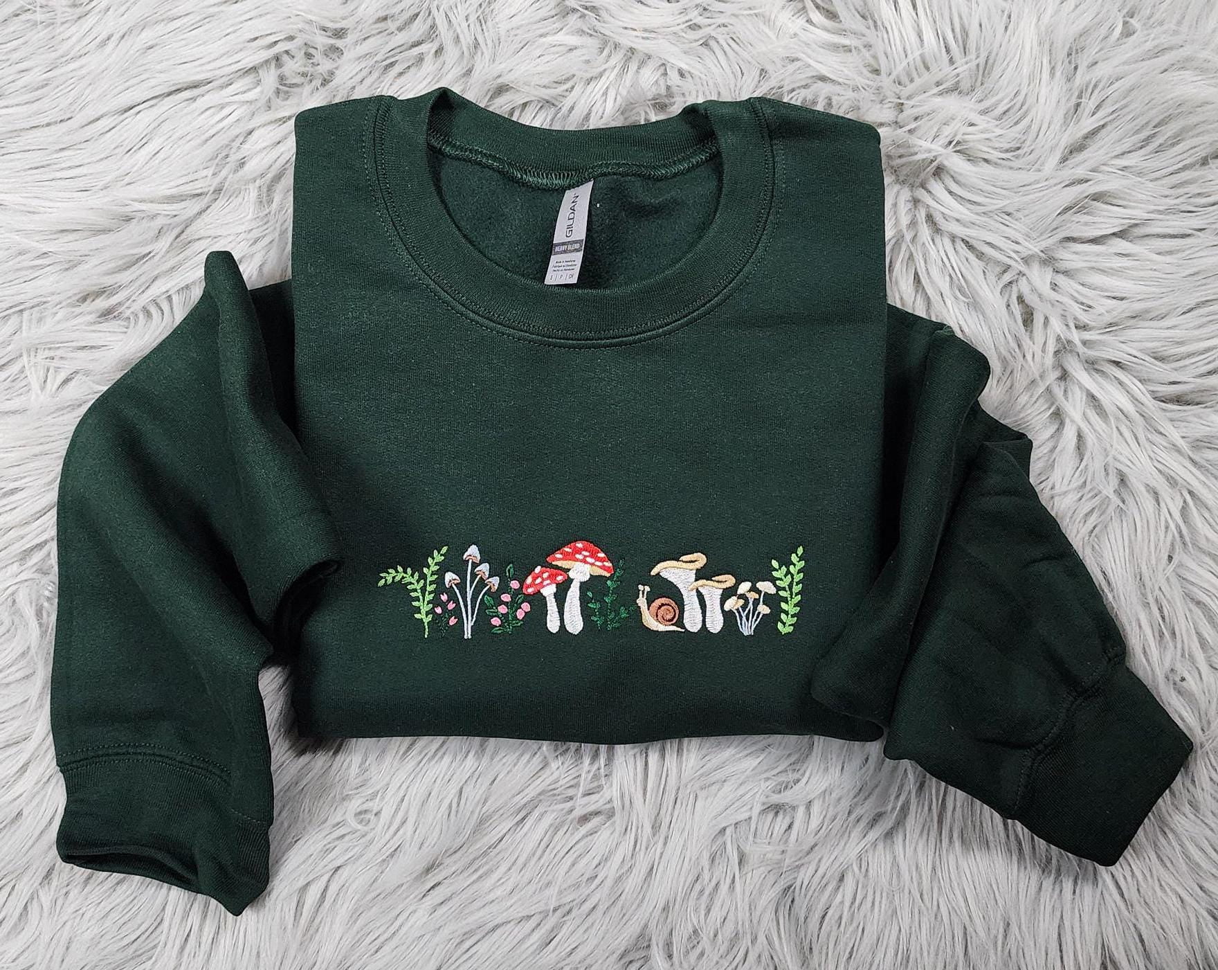 Embroidered Enchanted Mushroom Crewneck: Magic Forest, Cottagecore ...