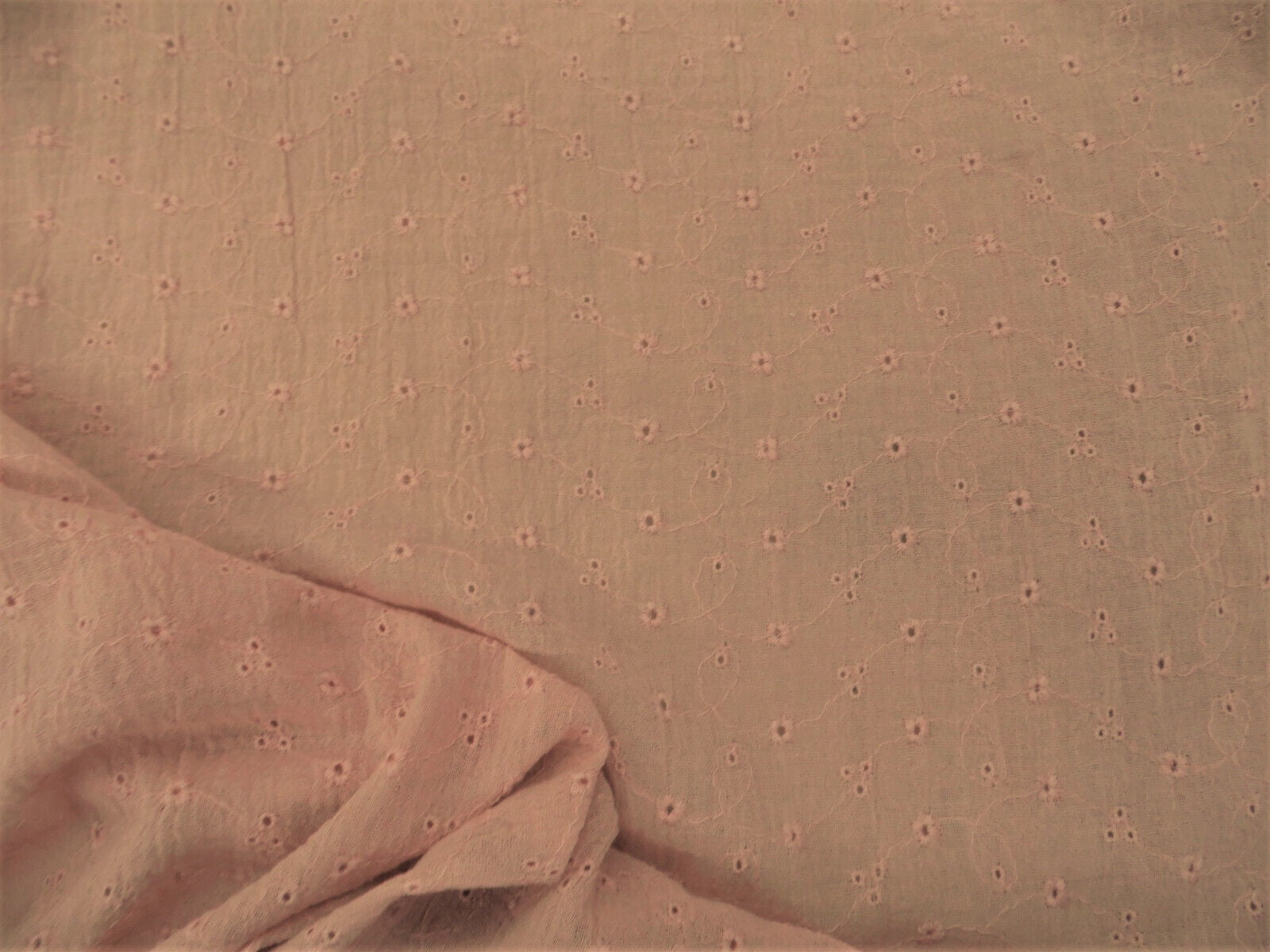 Embroidered Eyelet Crinkled Bubble Gauze 100% Cotton Dusty Peach GG36 ...