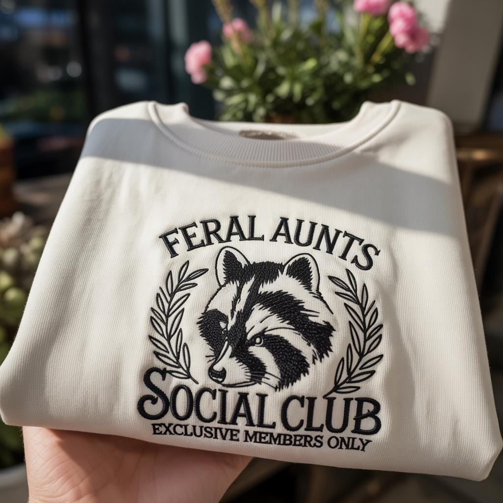 Embroidered Feral Aunts Social Club Sweatshirt, Funny Raccoon Auntie ...