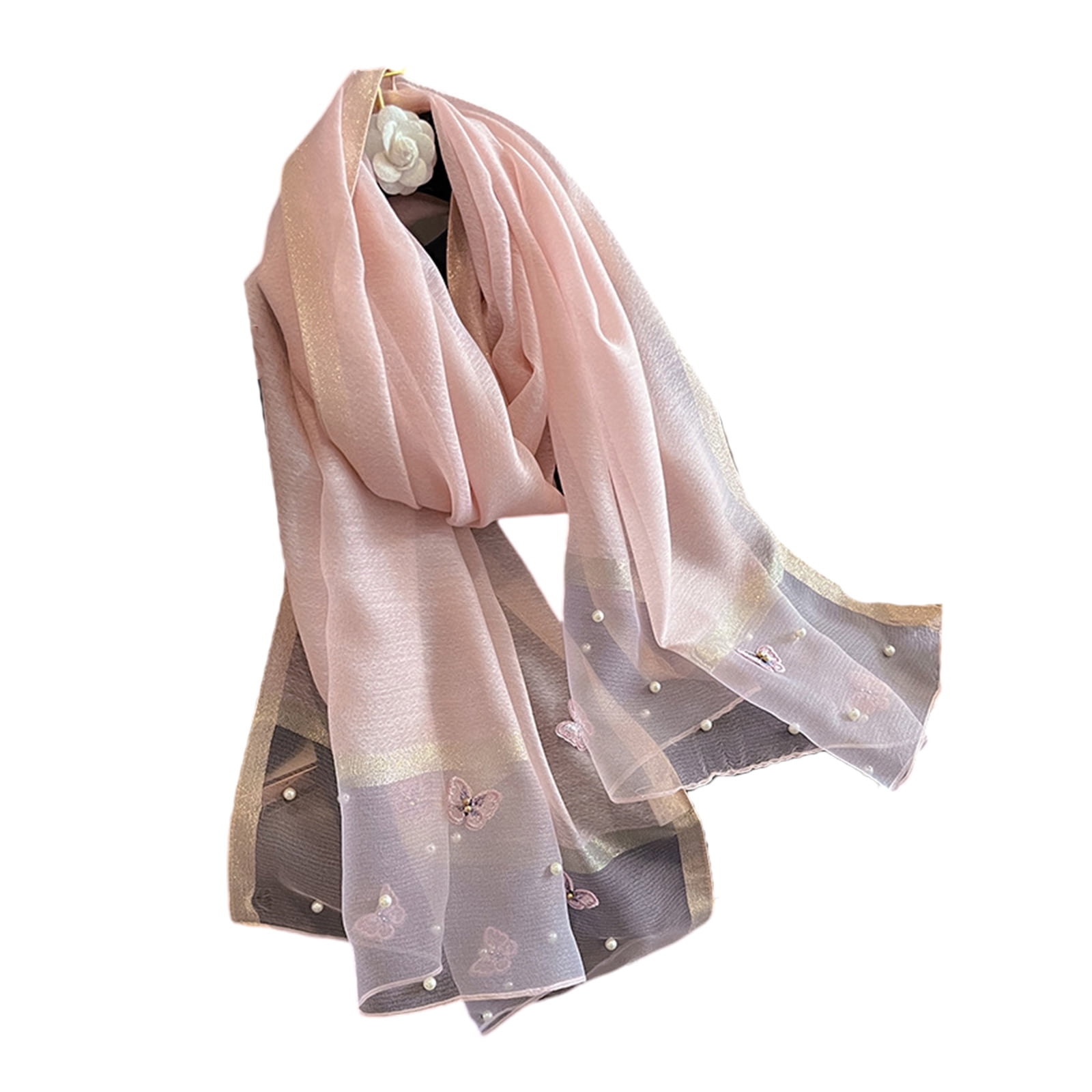 Embroidered Floral Silk Feeling Scarf Women Hijab Stole Shawl Wrap ...