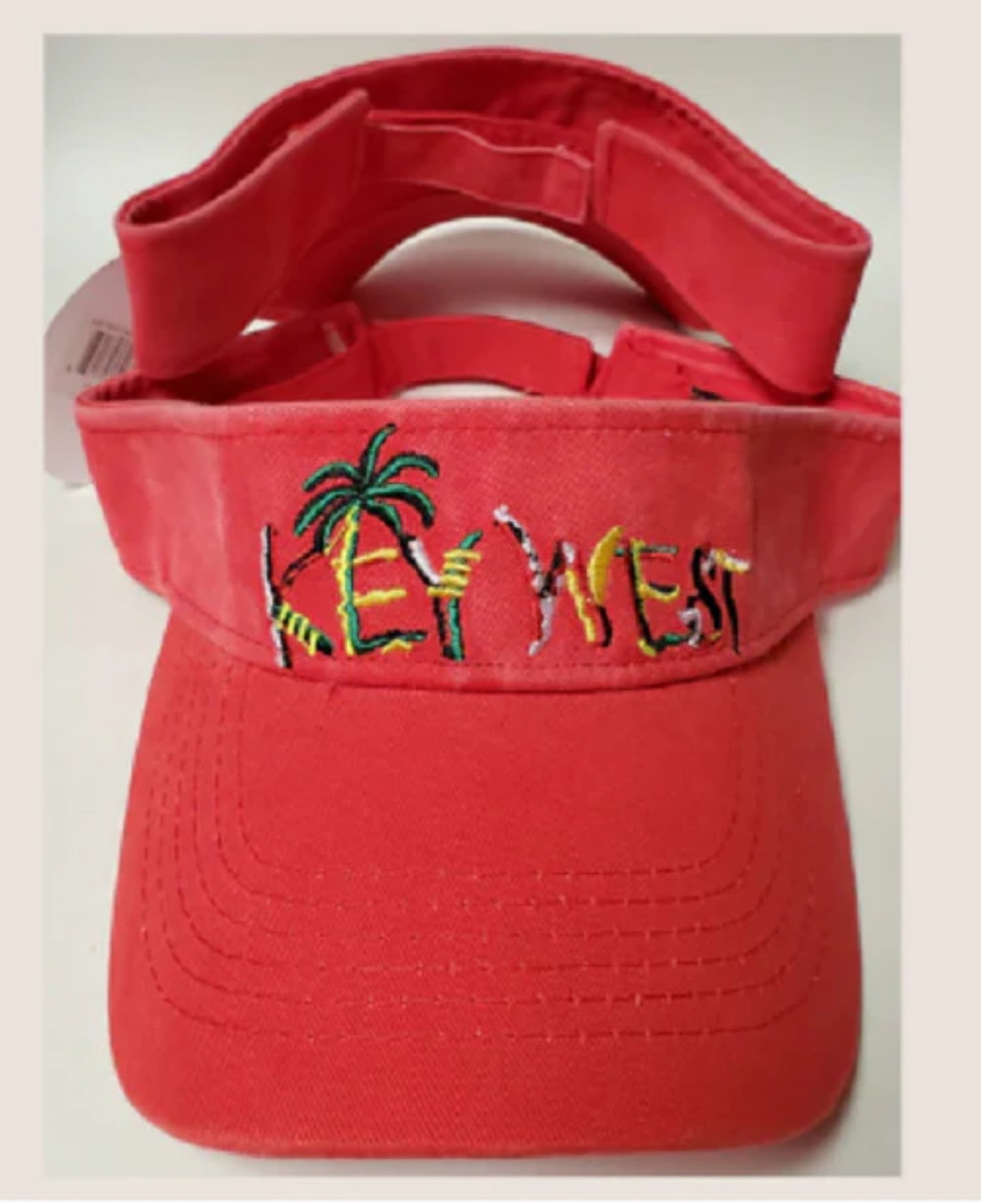 Embroidered Florida Key West RED WASHED Conch Republic PALM TREE Visor ...