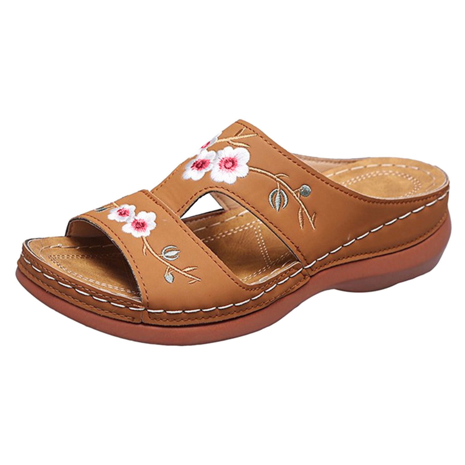 Embroidered Flower Orthopedic Wedge Sandals for Women 2025 Boho Beach ...
