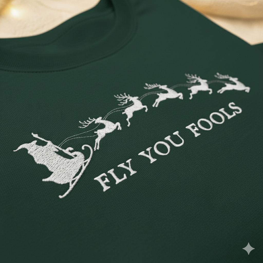 Embroidered Fly You Fools Funny Christmas LOTR Shirt, Gandalf Reindeer ...
