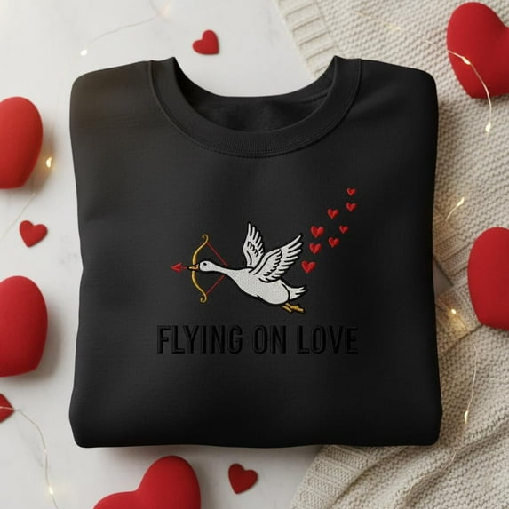 Embroidered Flying Goose Sweatshirt, Cupid Arrow Hoodie, Funny ...