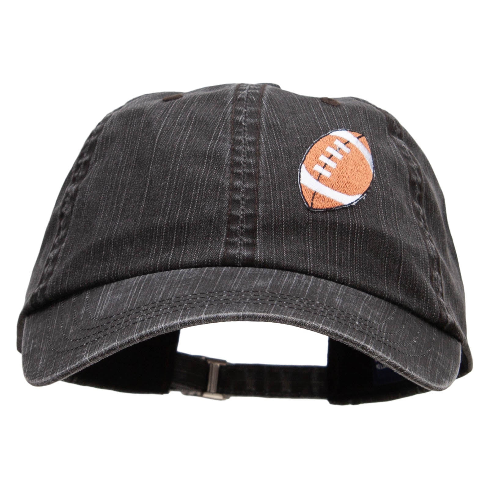 Embroidered Football Patched Pigment Dyed Special Cotton Cap - Black ...
