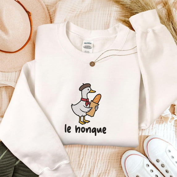 Embroidered French Goose Sweatshirt, Le Honque T-Shirt, Silly France ...