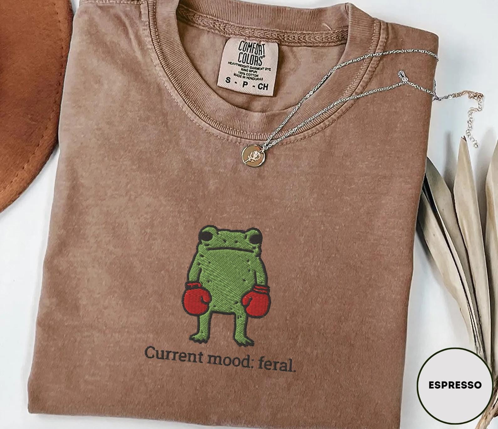 Embroidered Frog Shirt Funny Whimsical Frog Shirt Frog Meme Shirt ...
