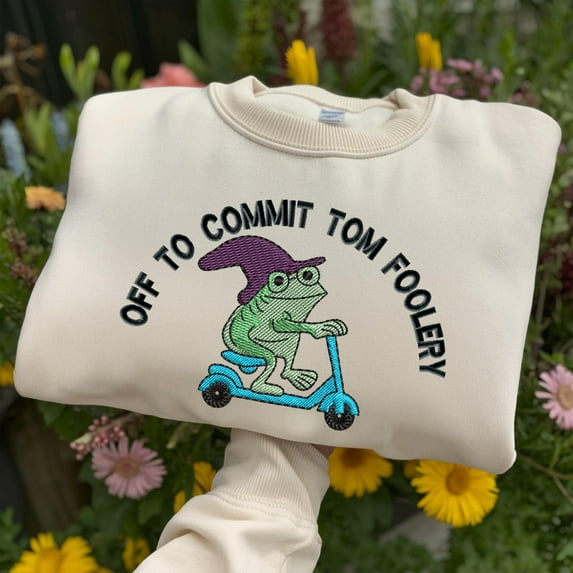 Embroidered Frog Sweatshirt: Tom Foolery Scooter Meme, Witchy ...