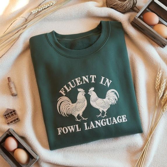 Embroidered Funny Chicken Sweatshirt: Fluent in Fowl Language ,Gift for ...