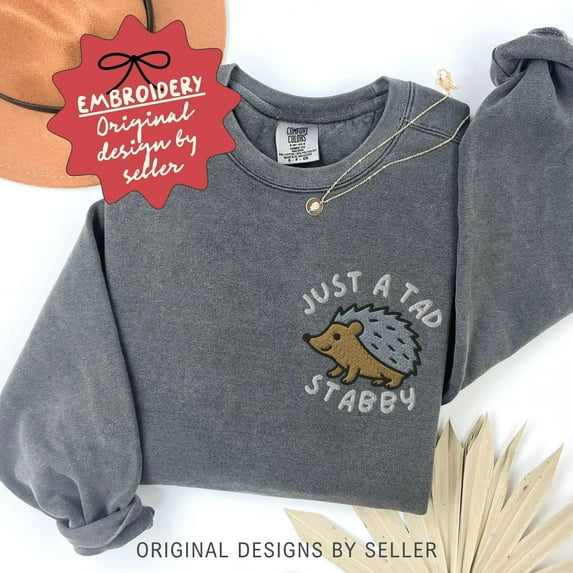 Embroidered Funny Hedgehog Sweatshirt, Hedgehog Lover Sweatshirt ...