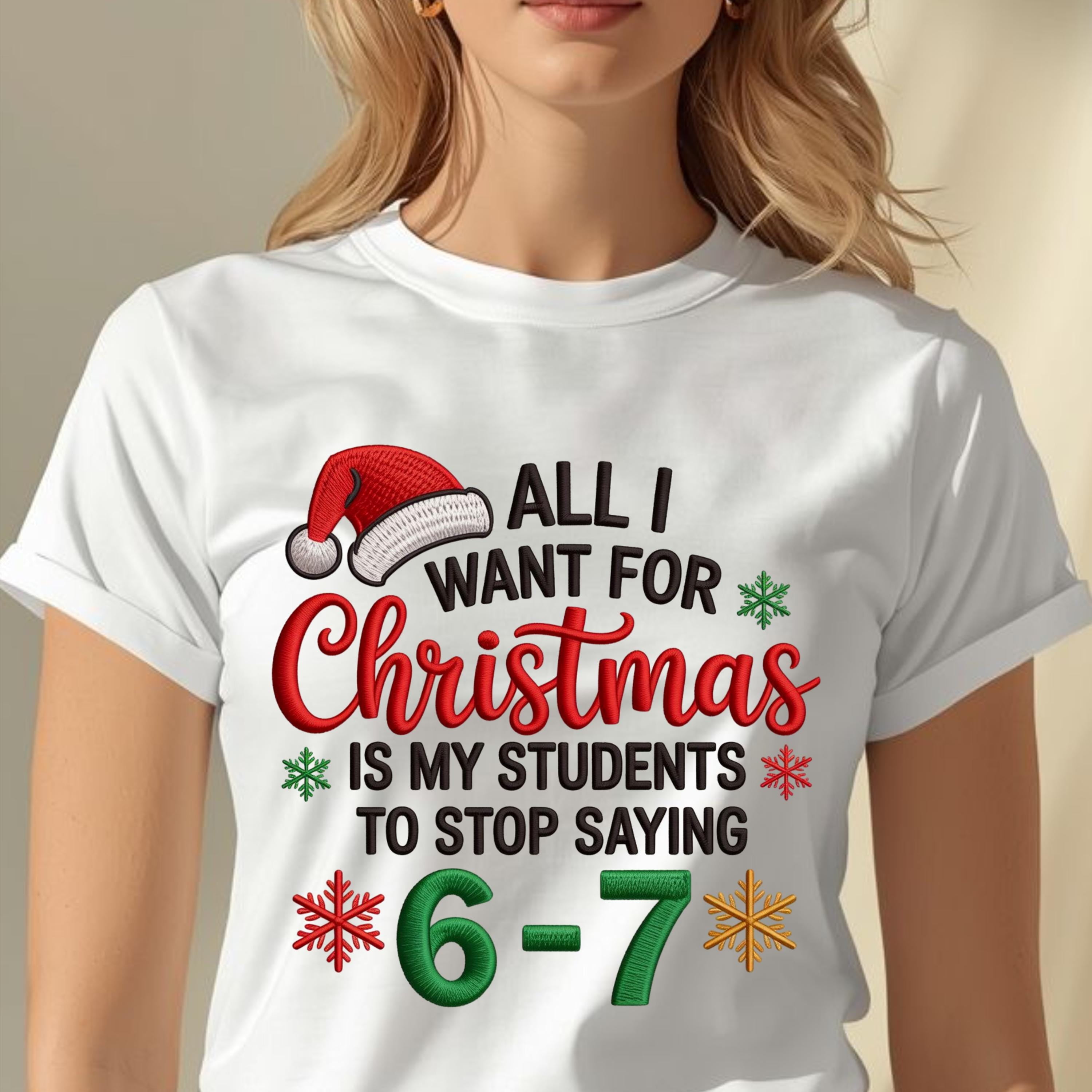 Embroidered Funny Teacher Christmas PNG | All I Want for Christmas Is ...