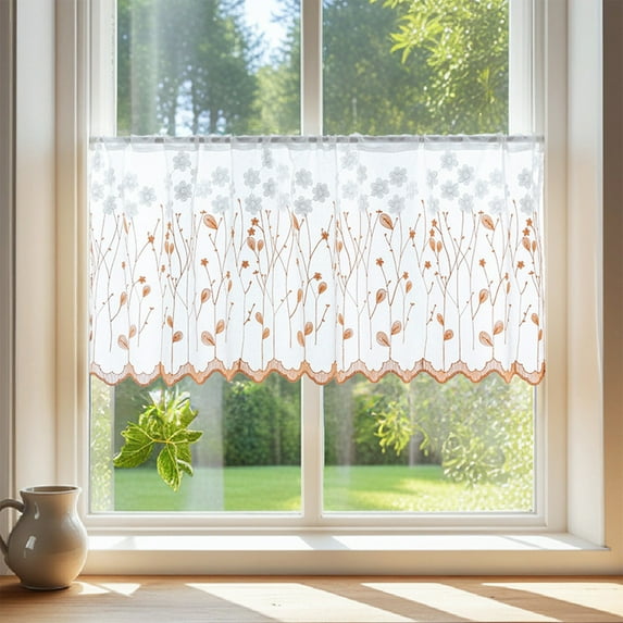 Embroidered Gauze Curtain Panel, Sheer Privacy Window Treatment for ...