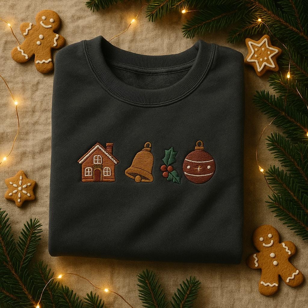Embroidered Gingerbread House Sweatshirt, Unique Christmas Crewneck ...