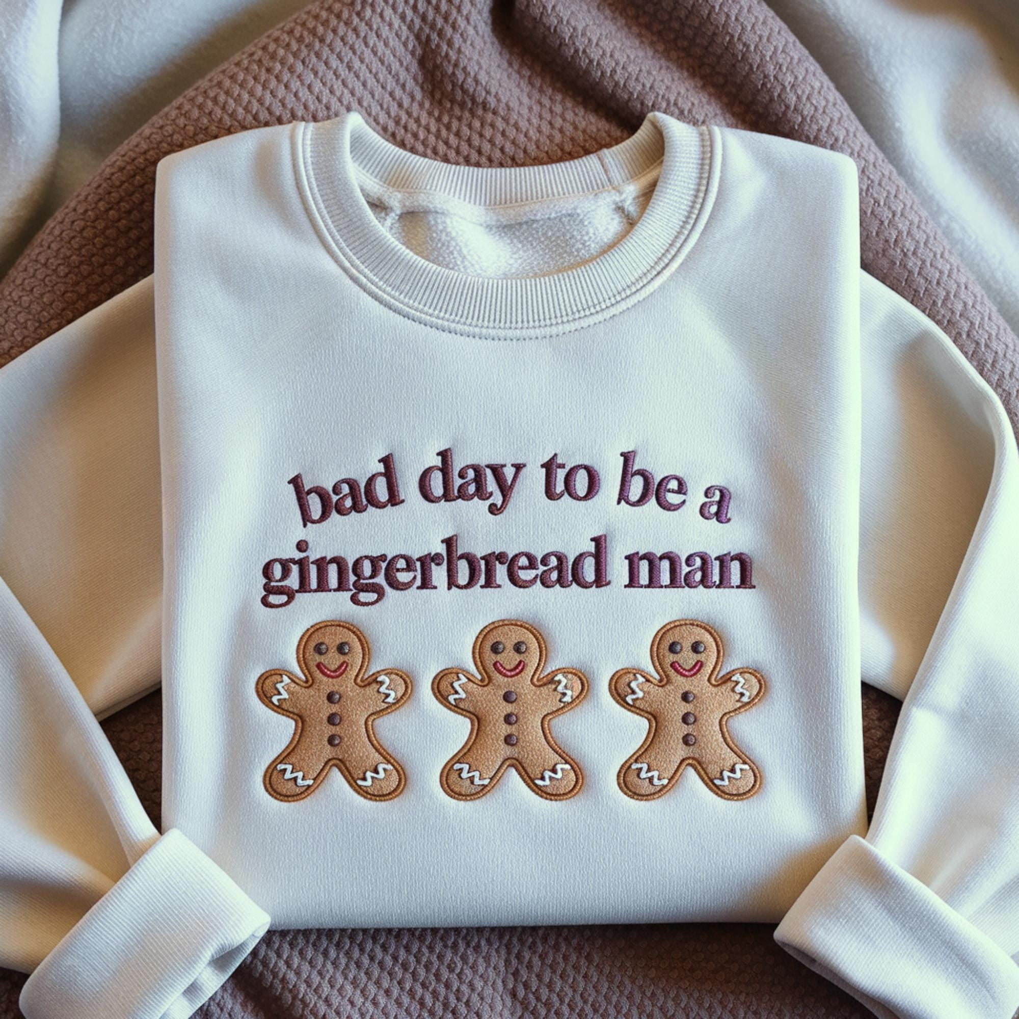 Embroidered Gingerbread Sweatshirt, Funny Christmas Crewneck - Walmart.com