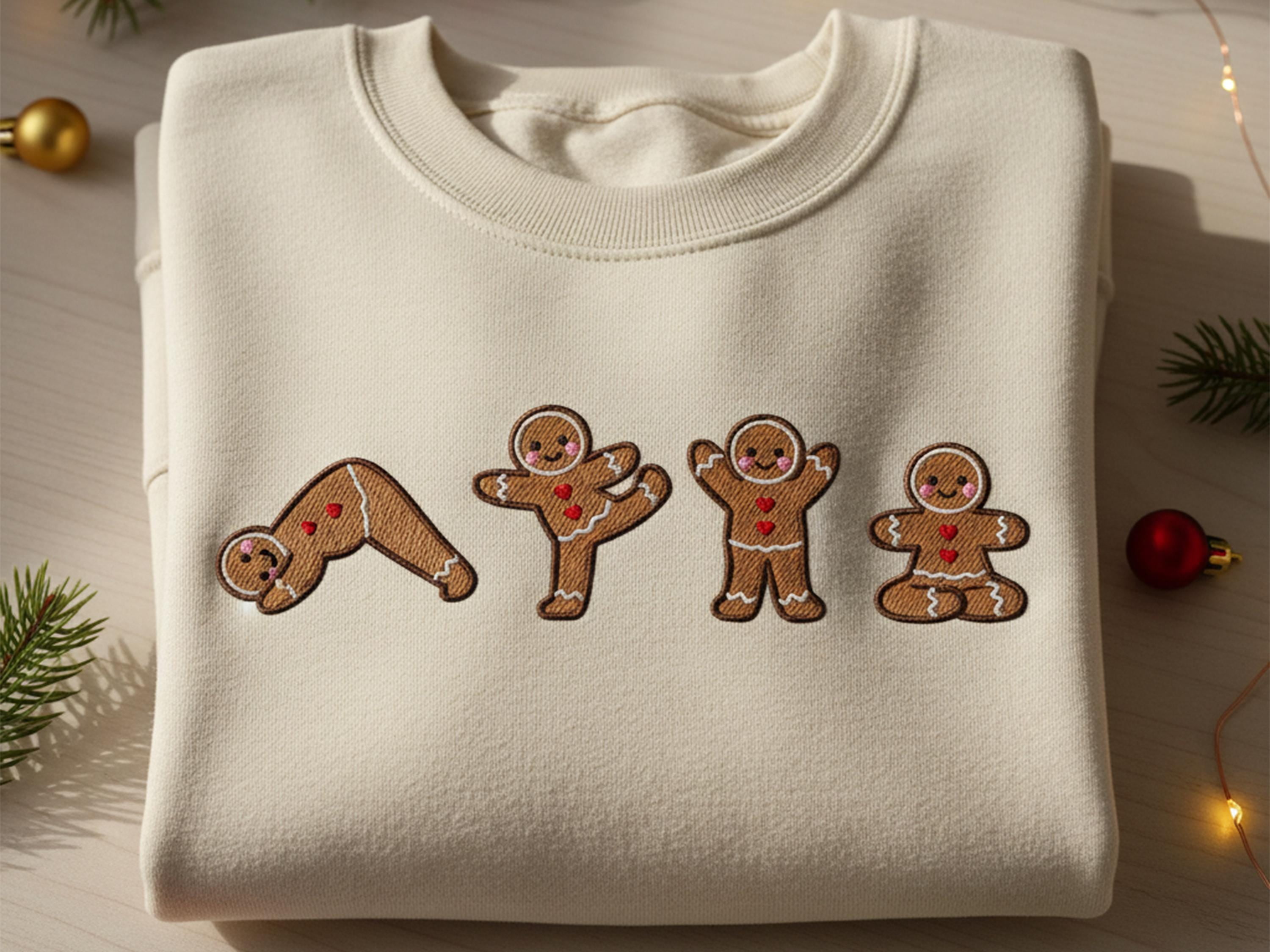 Embroidered Gingerbread Yoga Sweatshirt – Funny Christmas Crewneck Gift ...