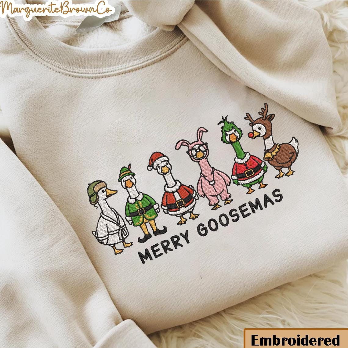 Embroidered Goose Christmas Friends Movie Characters Sweatshirt ...