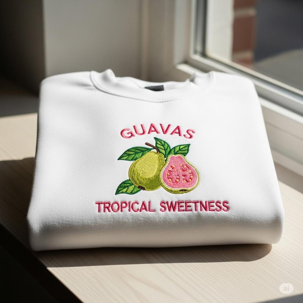 Embroidered Guavas Tropical Sweetness Sweatshirt, Tropical Fruit Shirt ...
