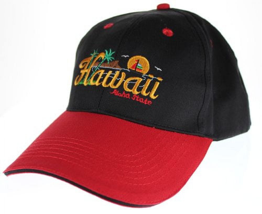 Embroidered Hawaii Aloha Stater Hat Cap, Black w red bill - Walmart.com