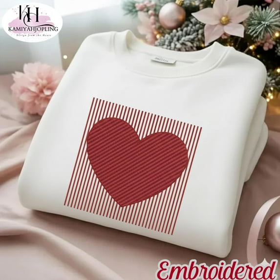 Embroidered Heart Sweatshirt, Minimalist Valentine Gift, Cute Love ...