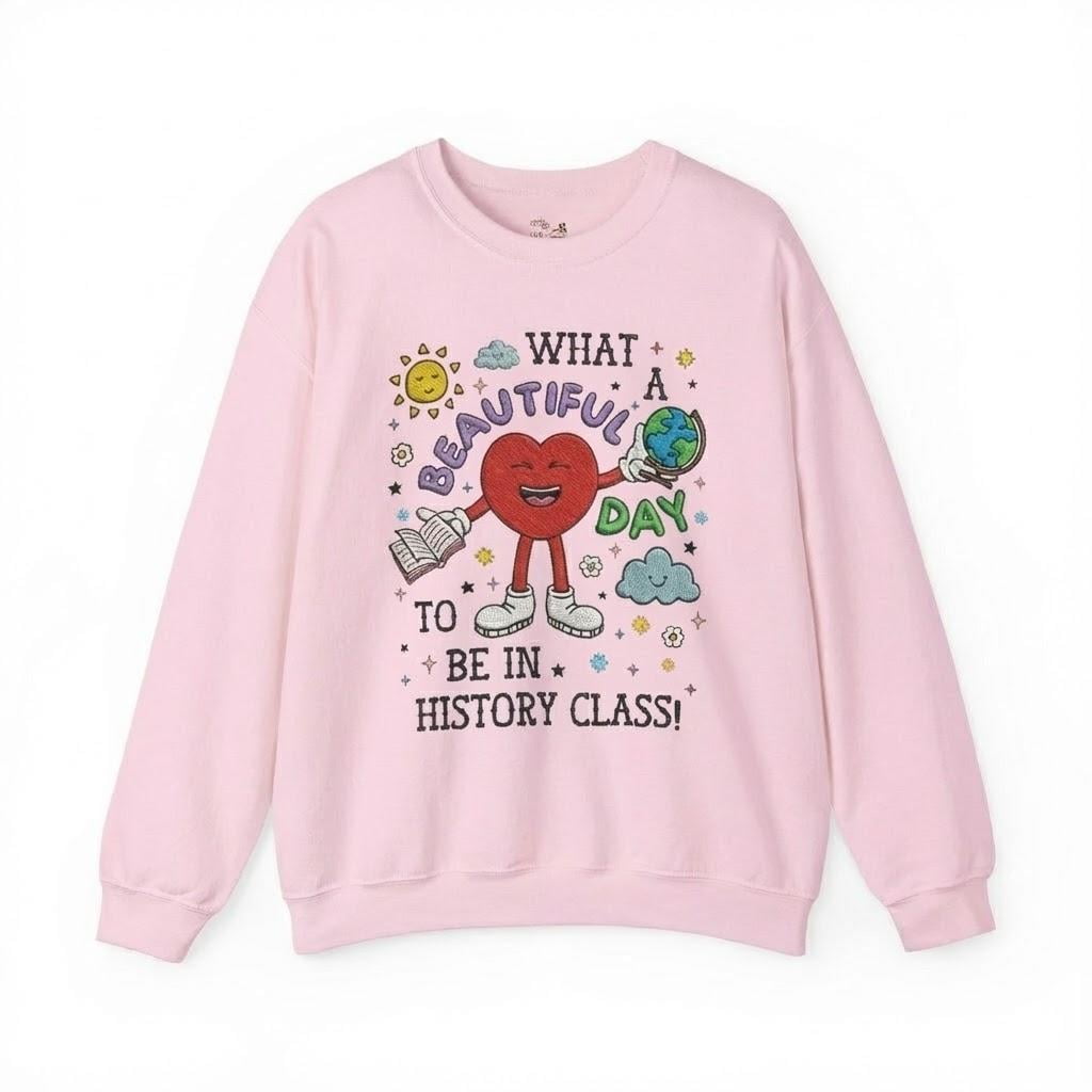 Embroidered History Teacher Sweatshirt, Beautiful Day For History Class ...
