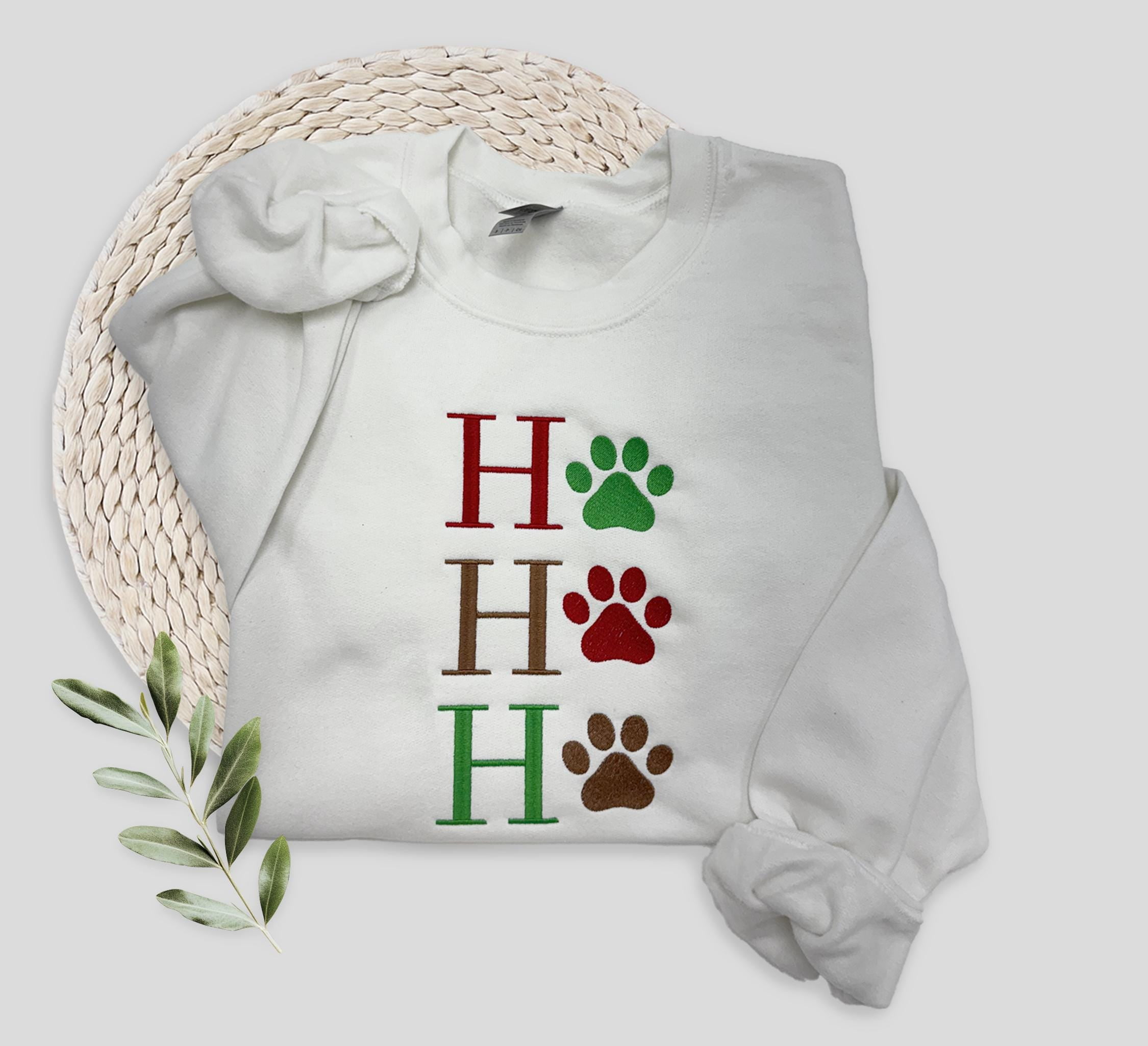 Embroidered Ho Ho Ho Paws Crewneck Sweatshirt, Hohoho Shirt, Christmas ...