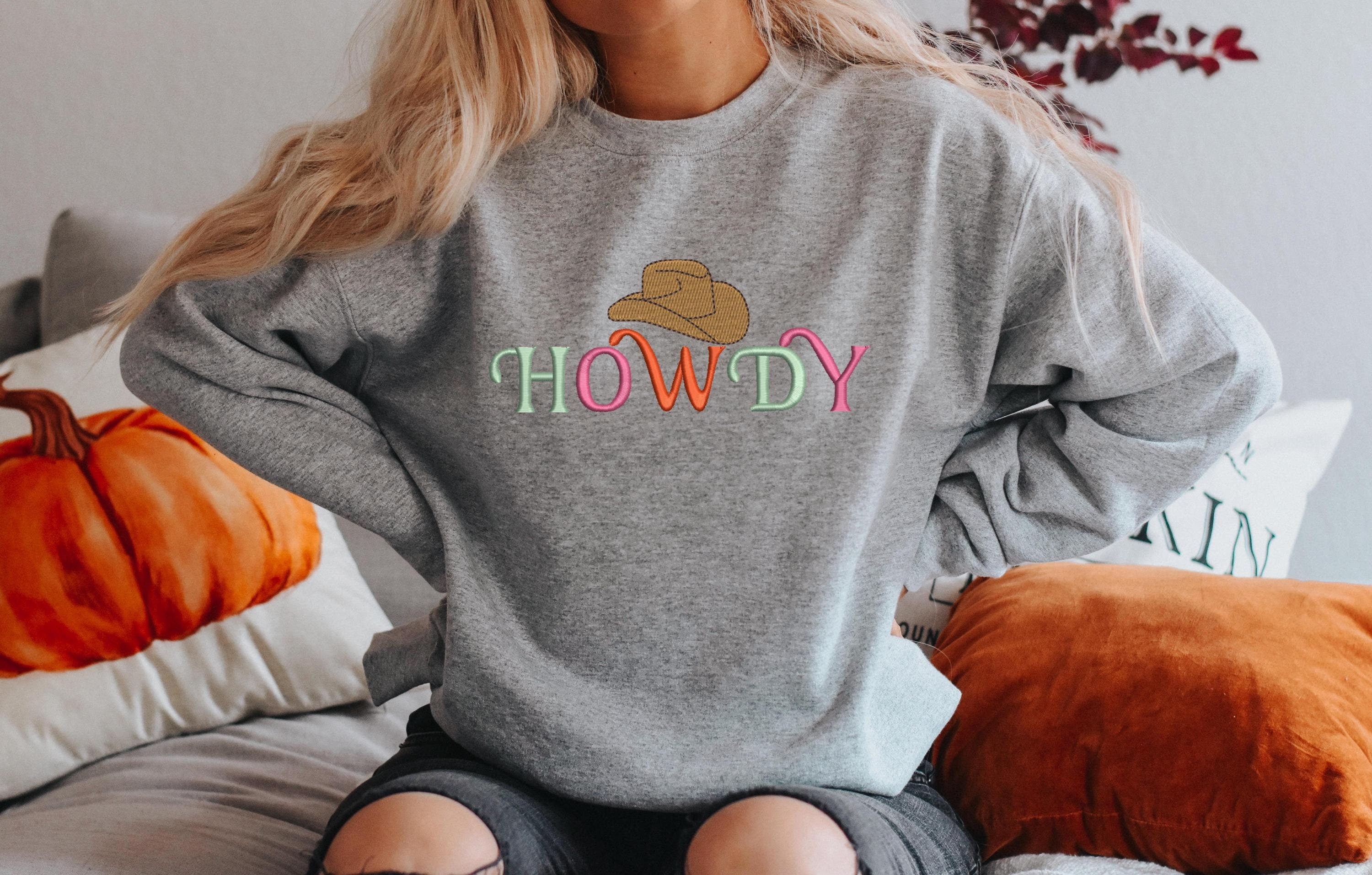 Embroidered Howdy Sweatshirt, Thanksgiving Shirt, Western Fall Shirt ...