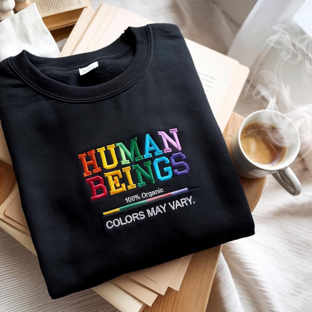 Embroidered Human Beings 100% Organic Colors May Vary Shirt, Equality ...