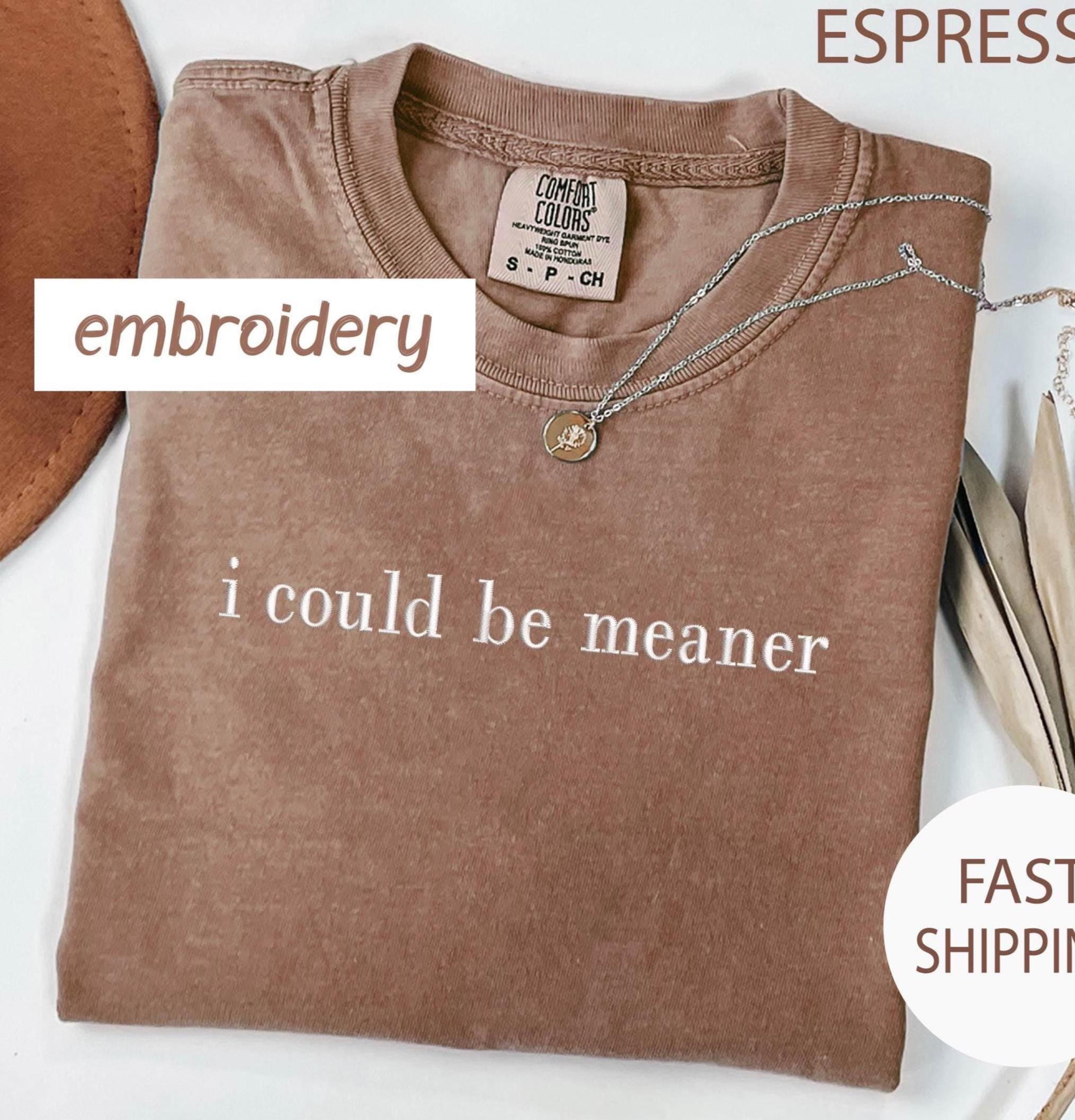 Embroidered "I Could Be Meaner" Shirt: Sarcastic Humor Tee - Walmart.com