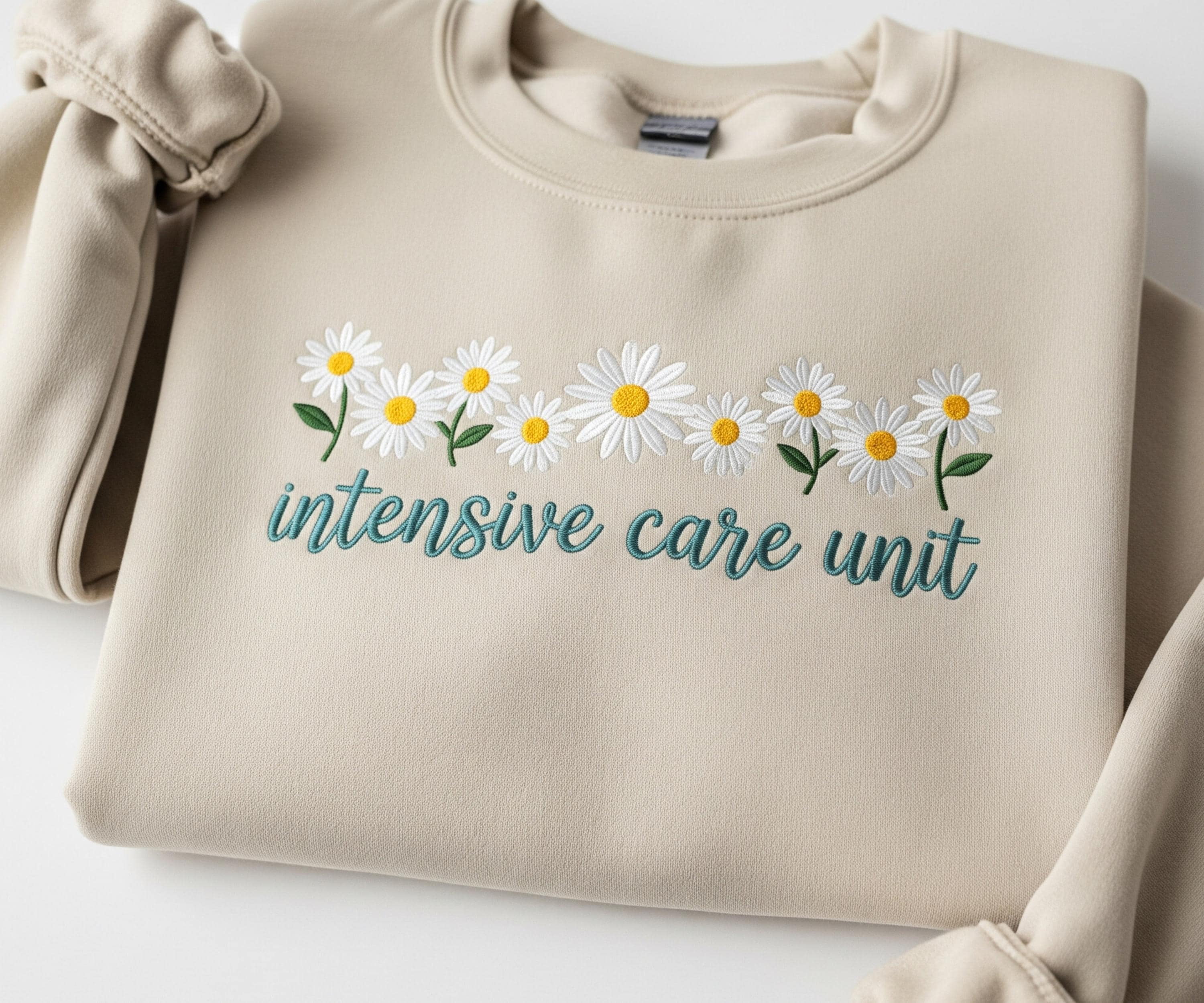 Embroidered ICU Nurse Shirt Daisy Floral Tee for Critical Care Nurses ...