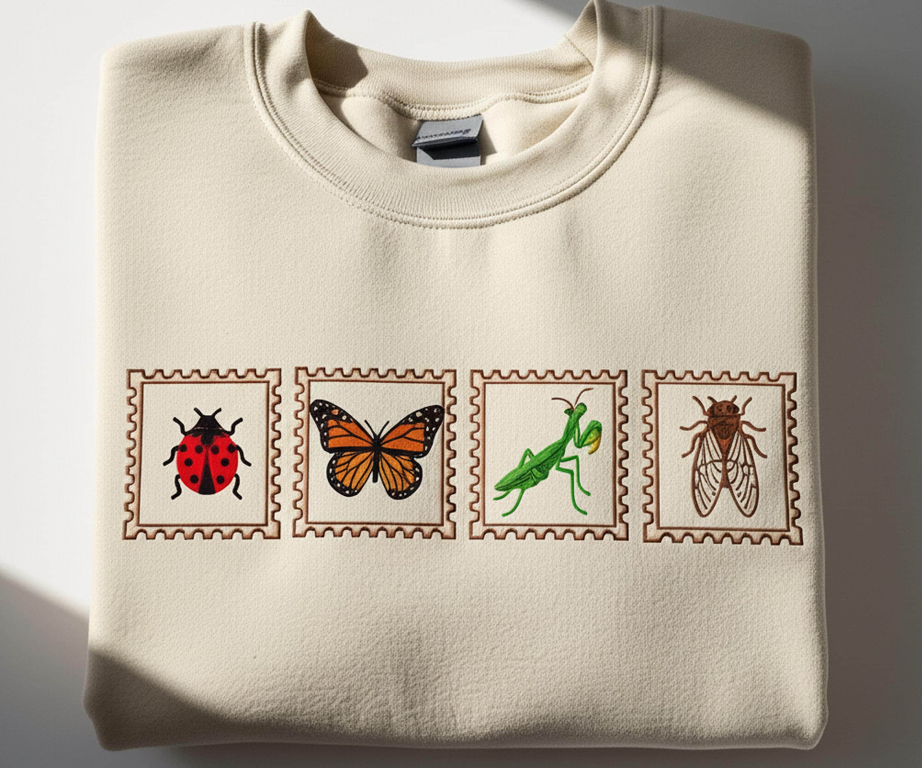 Embroidered Insect Shirt Vintage Bug Stamp Tee Sweatshirt Entomology ...