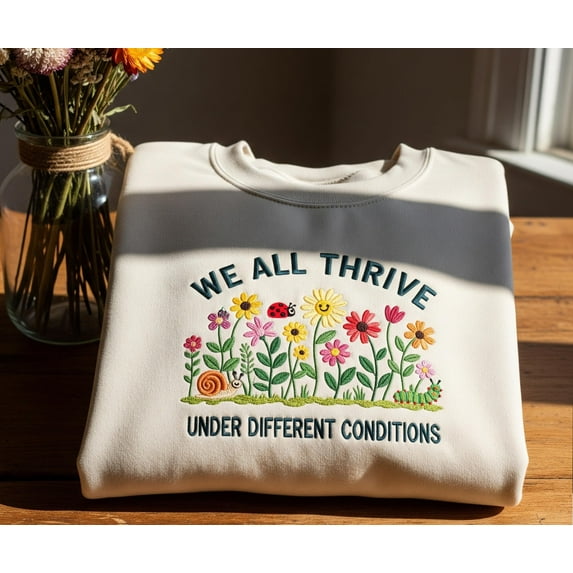 Embroidered Inspirational Quote Sweatshirt: Flowers, Snail, Ladybug ...