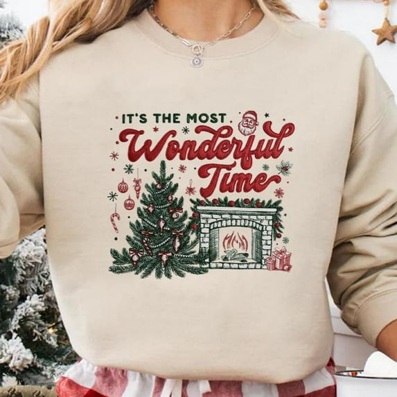 Embroidered It's The Most Wonderful Time Sweatshirt, Christmas Time ...