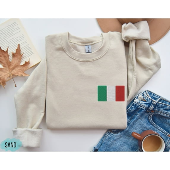 Embroidered Italian Flag Sweatshirt Gift for Italian Parents Embroidery ...