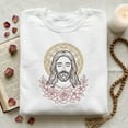 Embroidered Jesus Christ Sweatshirt, Religious Line Art Hoodie ...