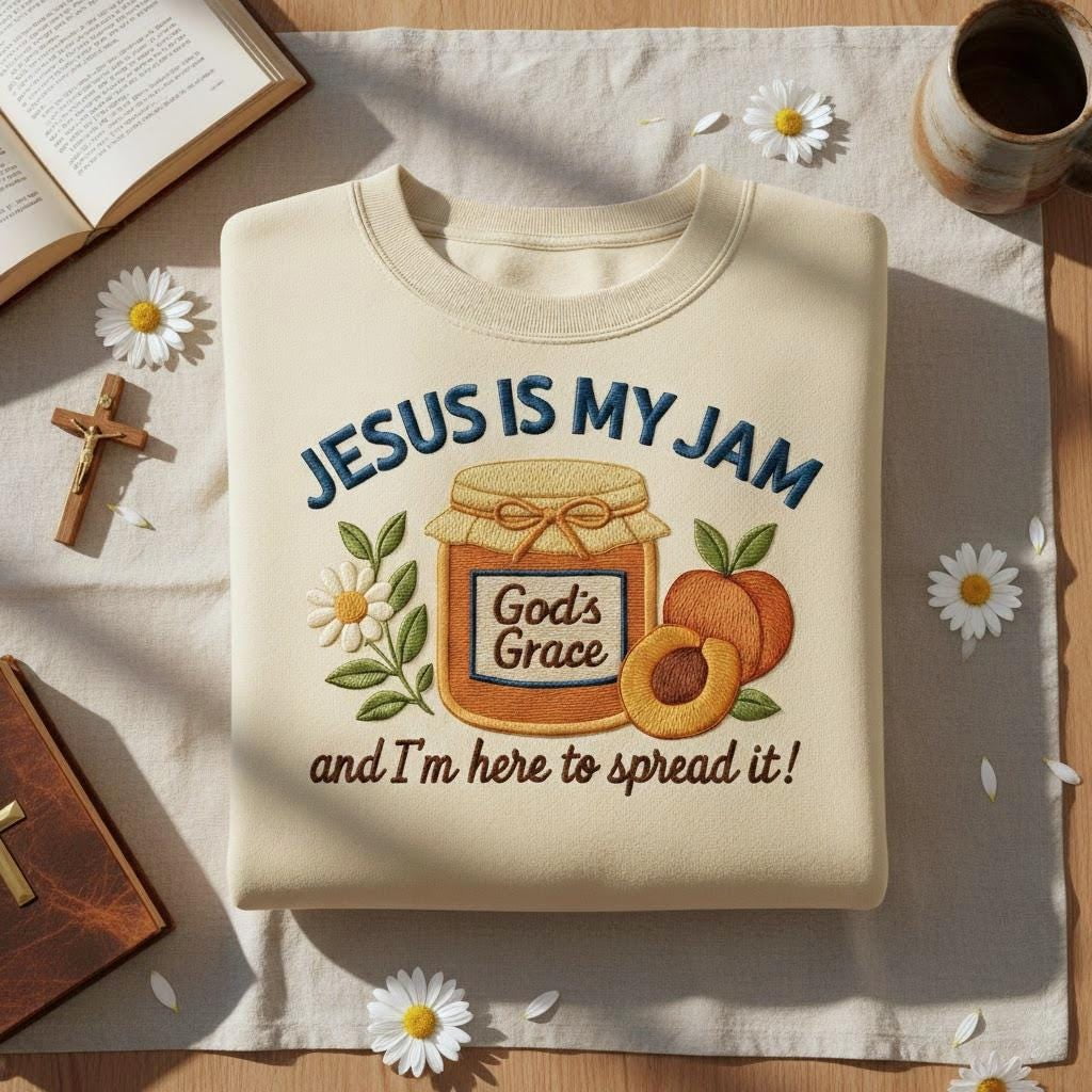 Embroidered Jesus Is My Jam Sweatshirt, Christian Matching Sweater ...