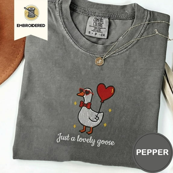 Embroidered Just a lovely goose Shirt, Goose Valentine Tee - Walmart.com