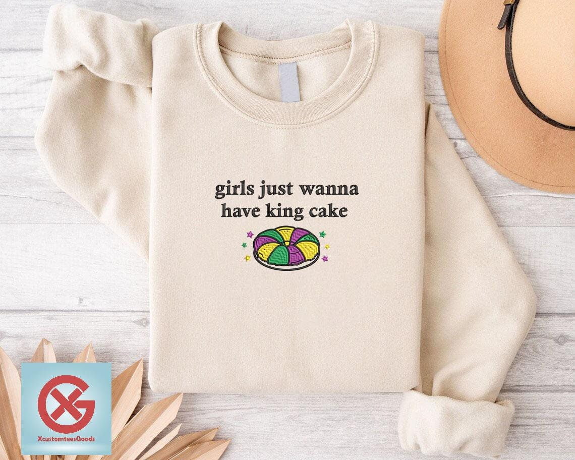 Embroidered King Cake Sweatshirt: Girls Mardi Gras NOLA Shirt - Walmart.com