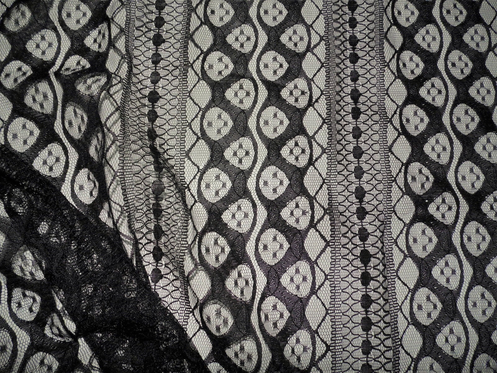 Embroidered Lace Apparel Fabric Sheer Black Striped Abstract EE107 ...
