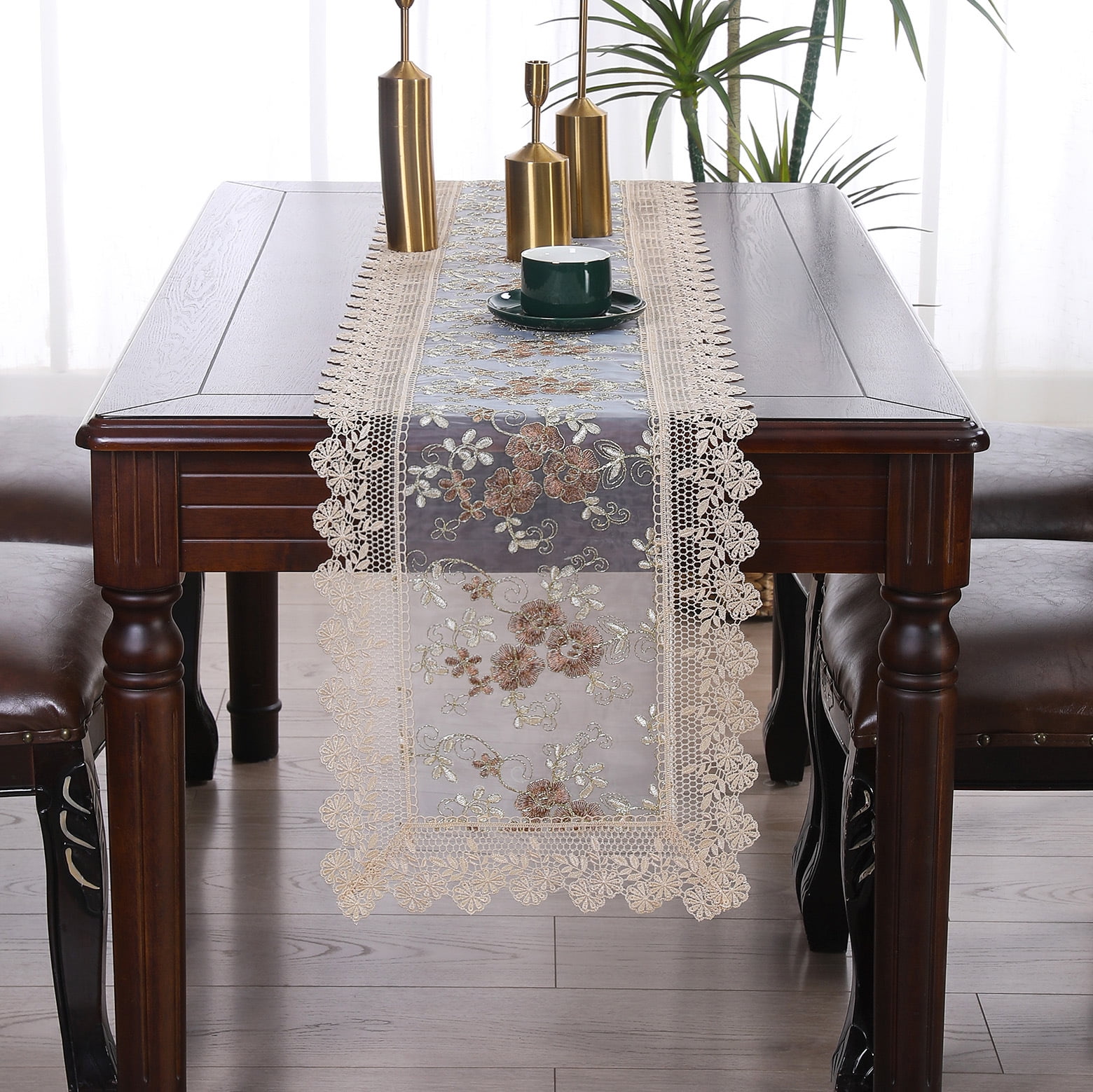Embroidered Lace Table Runner, Doilies for Furniture, Tea Coffee Dining ...