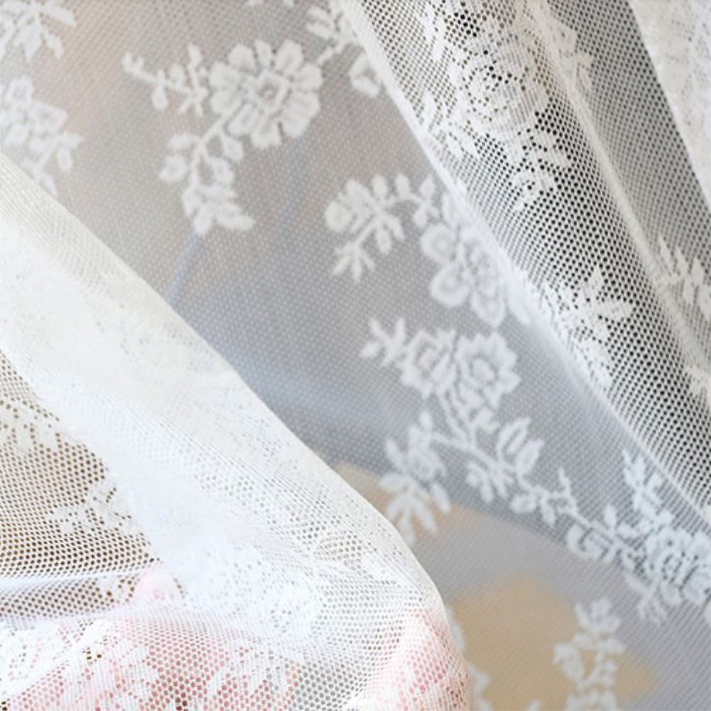 Embroidered Lace Window Curtain Gauze Knitted Jacquard Curtain Drapes ...