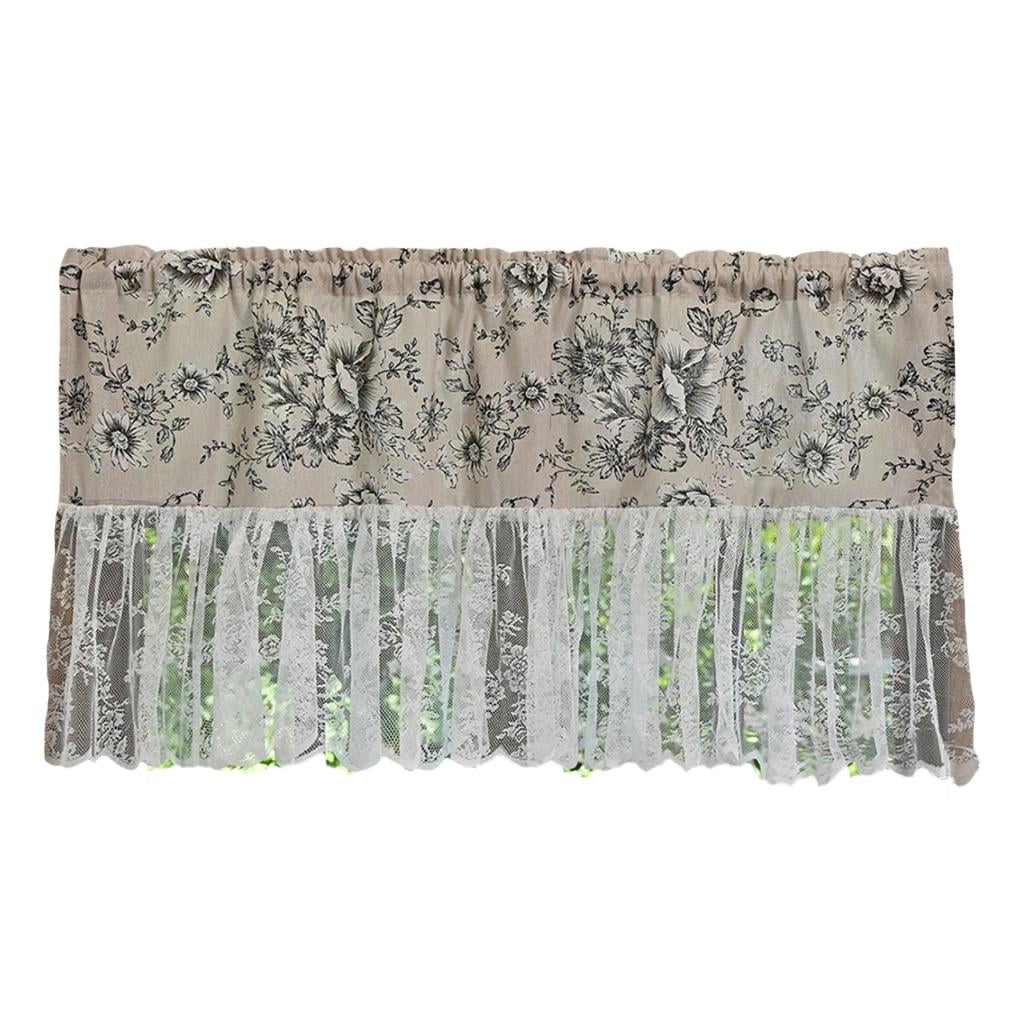 Embroidered Lace Window Curtains Semi Privacy Sheer Fabric Short ...