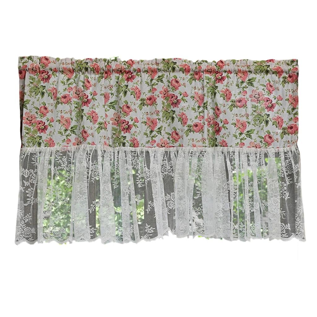 Embroidered Lace Window Curtains Semi Privacy Sheer Fabric Short ...