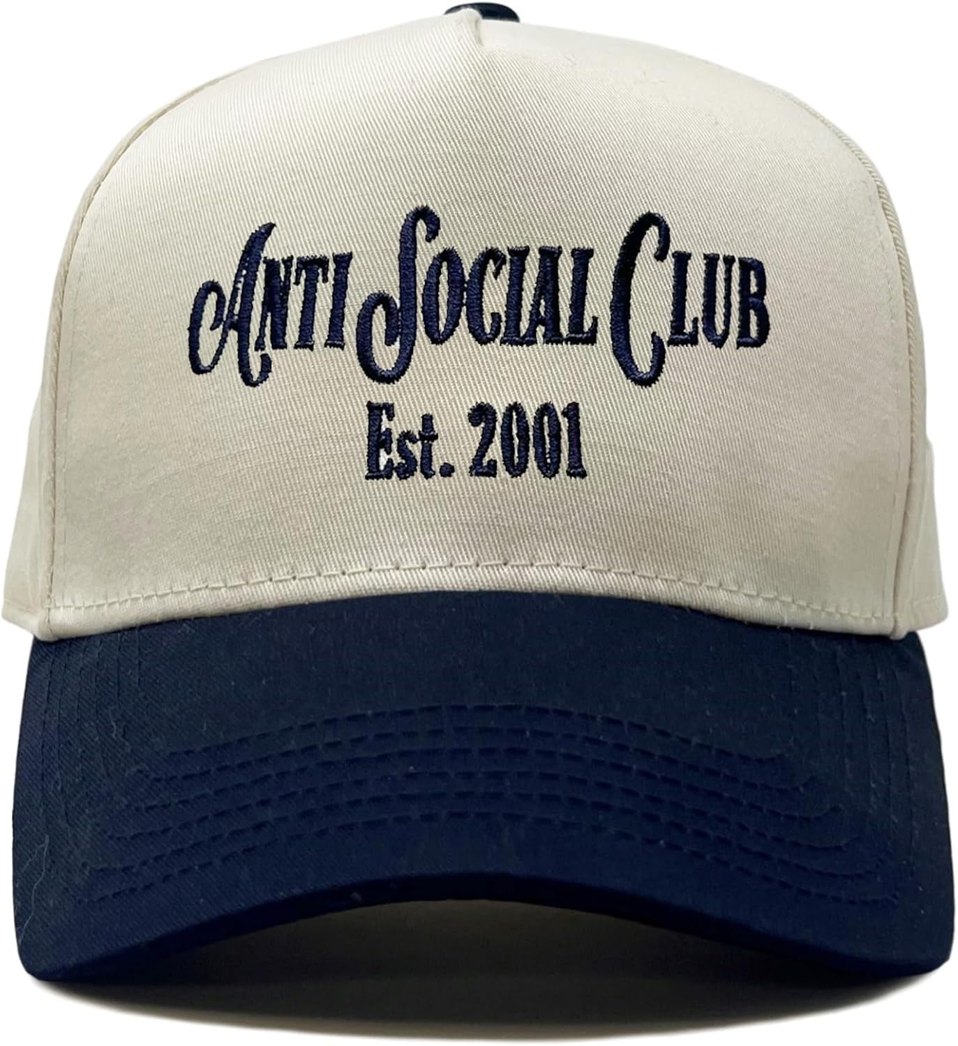 Embroidered Letter Color Block Trucker Hats 100% Cotton Adjustable ...