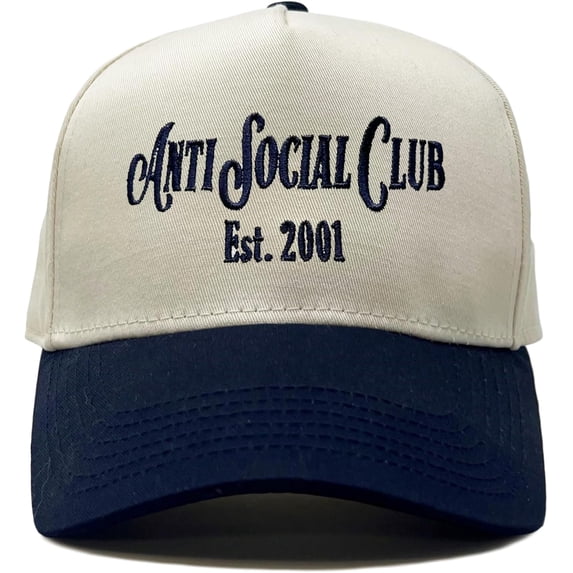 Embroidered Letter Color Block Trucker Hats 100% Cotton Adjustable ...