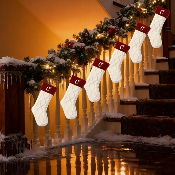 Embroidered Letter Knitted Christmas Stocking, Hosiery Candy Gift Bag ...