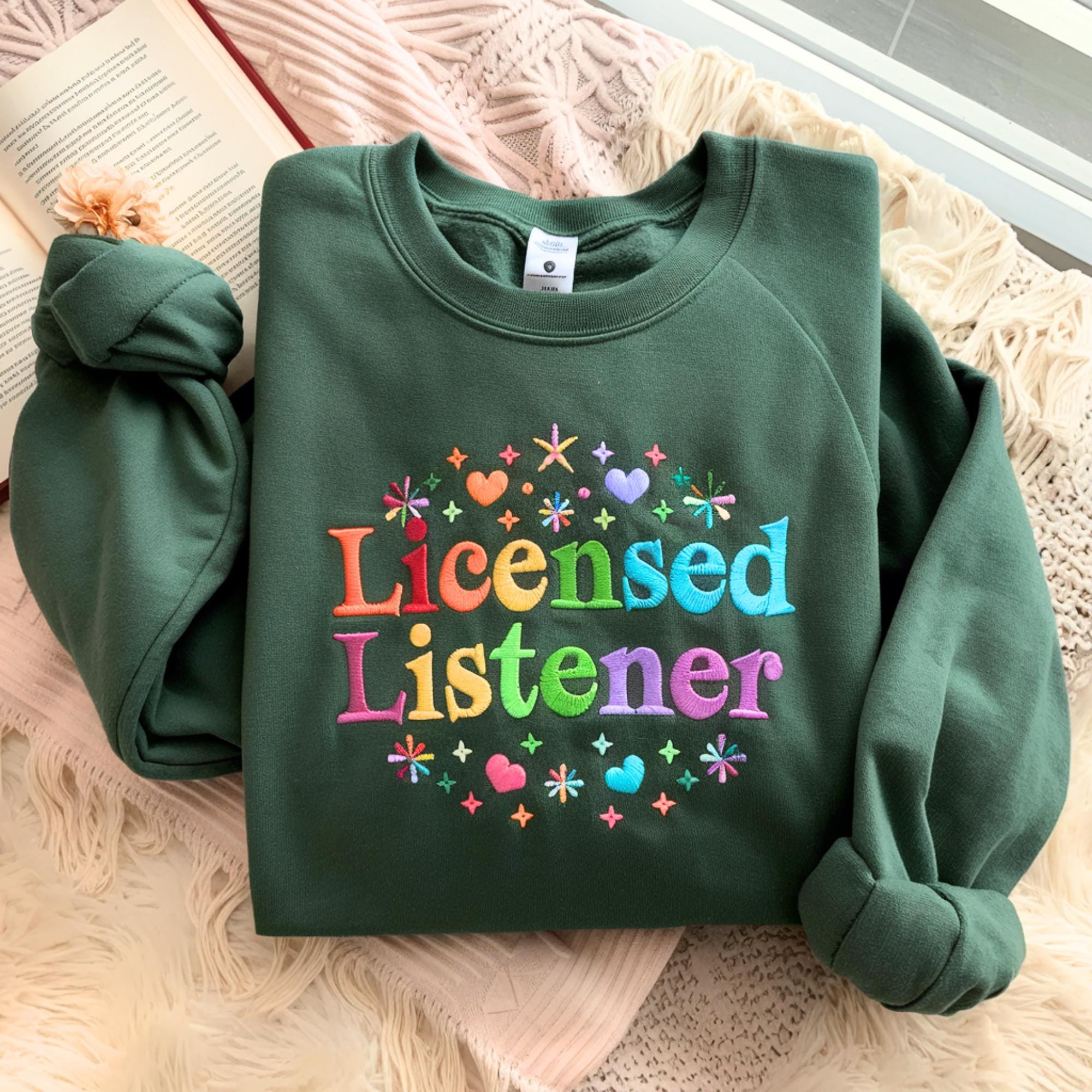 Embroidered Licensed Listener Sweatshirt: Therapist Graduation Gift ...